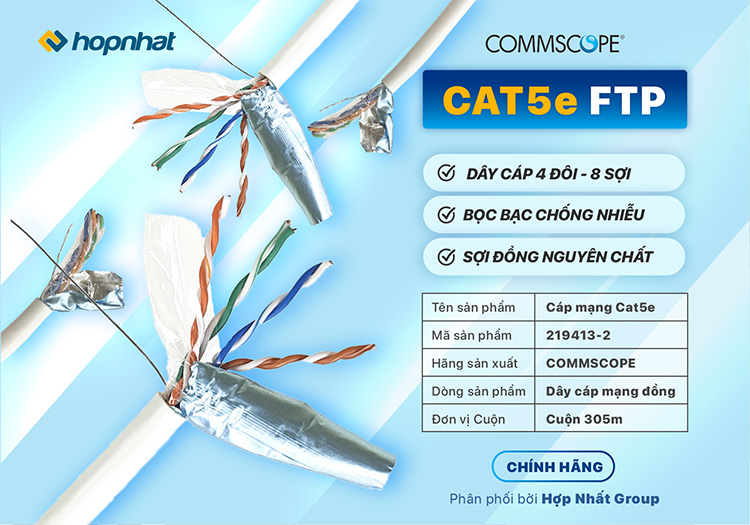 Cáp mạng Cat5e FTP, Cáp mạng chống nhiễu COMMSCOPE P/N: 219413-2, Cáp ...